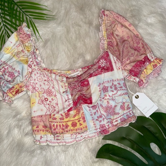 coco + jaimeson | Tops | Coco Jameson Patchwork Smocked Crop Top | Poshmark